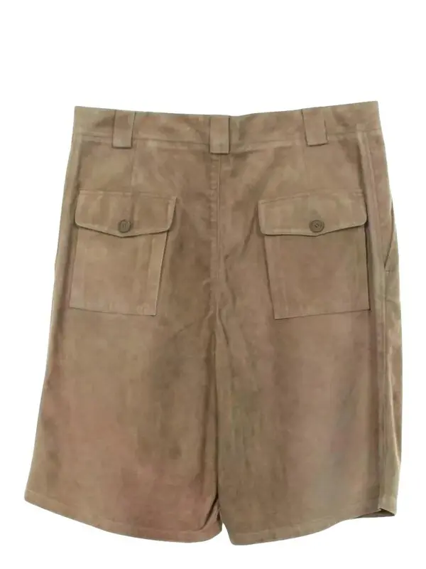 Giorgio Armani 2010s Pleated Suede Shorts - Neutrals