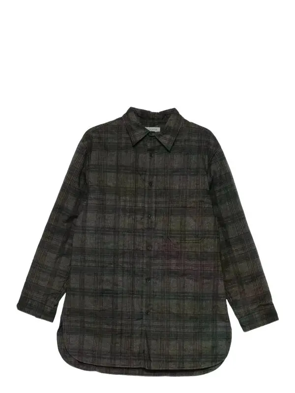 Yohji Yamamoto Madras Plaid Padded Shirt - Grey