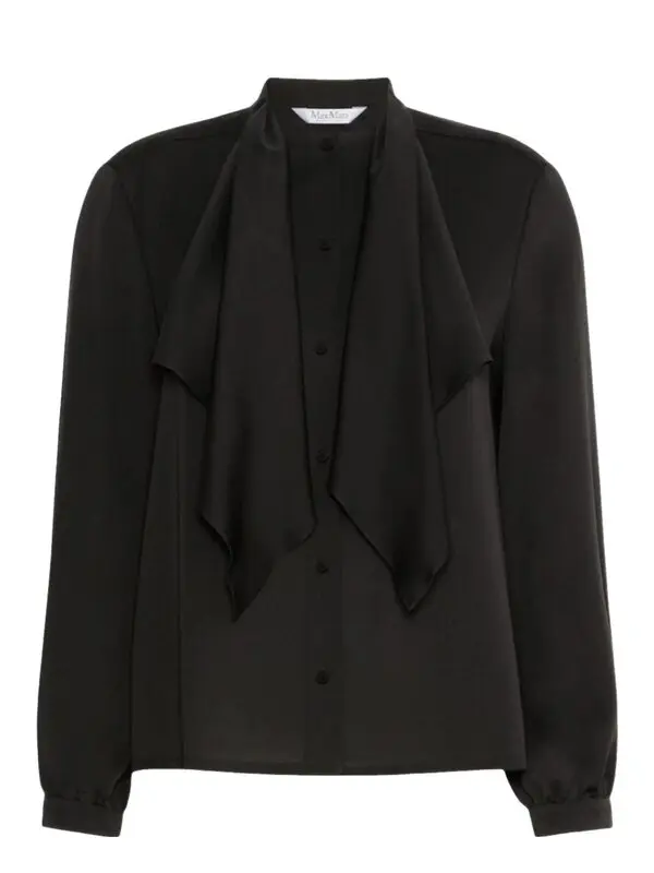 Max Mara Ruffled Silk Charmeuse Shirt - Black
