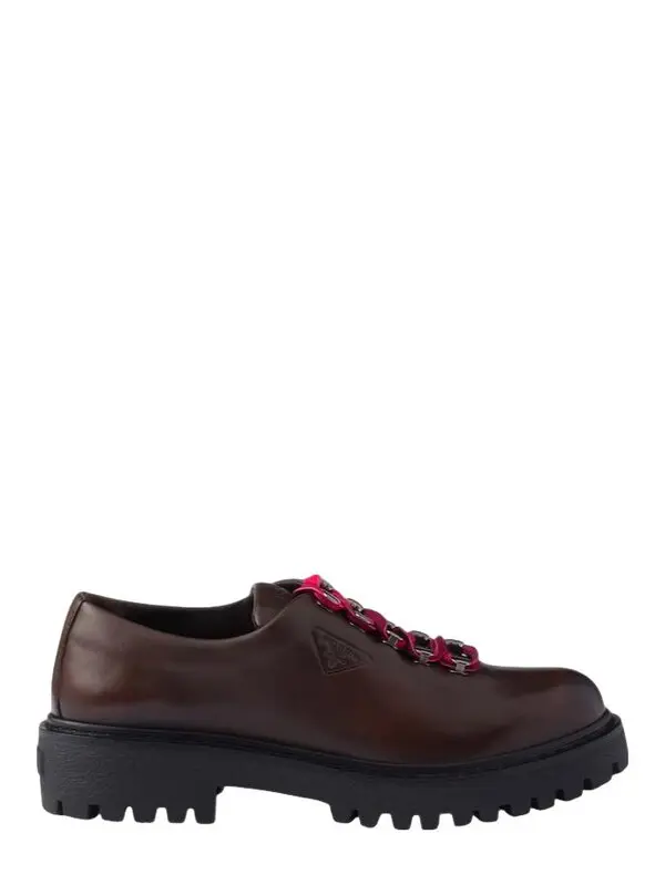 Prada Leather Lace-up Shoes - Teak