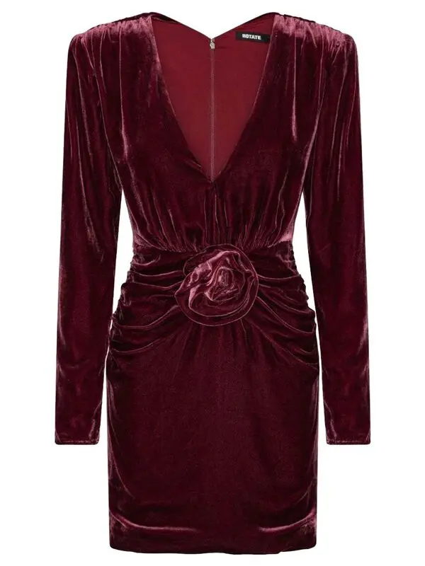 ROTATE BY BIRGER CHRISTENSEN Ruched Rose Mini Dress - Red