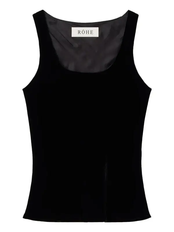 RÓHE Sleeveless Square-neck Tank Top - Black