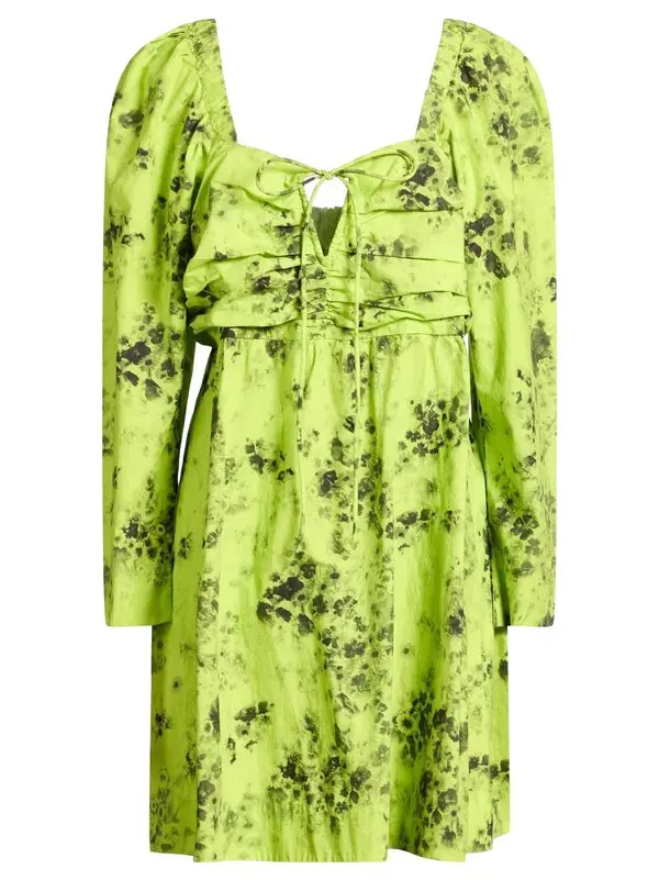 GANNI Waisted Long-sleeve Dress - Green