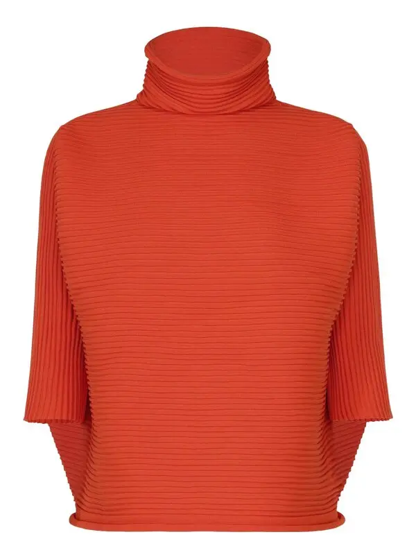 Issey Miyake Turtleneck Knit Top - Red