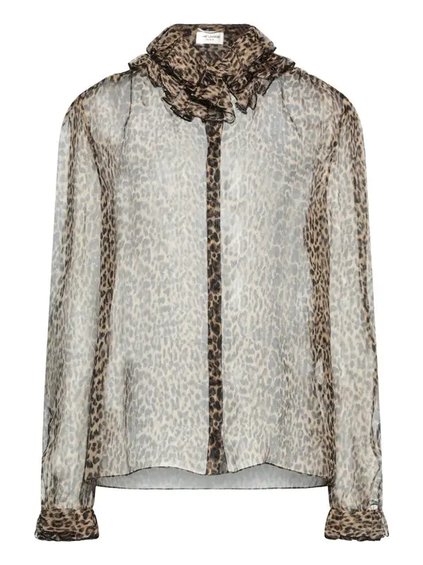 Saint Laurent Leopard Print Chiffon Shirt - No