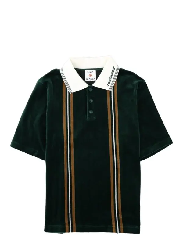 Casablanca Vertical Stripe Polo Shirt - Green