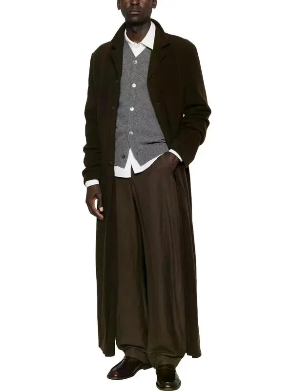 Yohji Yamamoto Single-breasted Notched-lapels Coat - Brown
