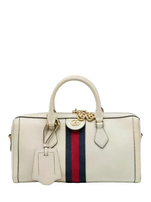 Gucci 2016-2016 Medium Calfskin Web Ophidia Top Handle Bag Satchel - White
