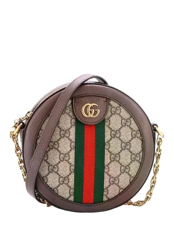 Gucci Ophidia Round Shoulder Bag Gg Coated Canvas Mini Crossbody Bag - Brown