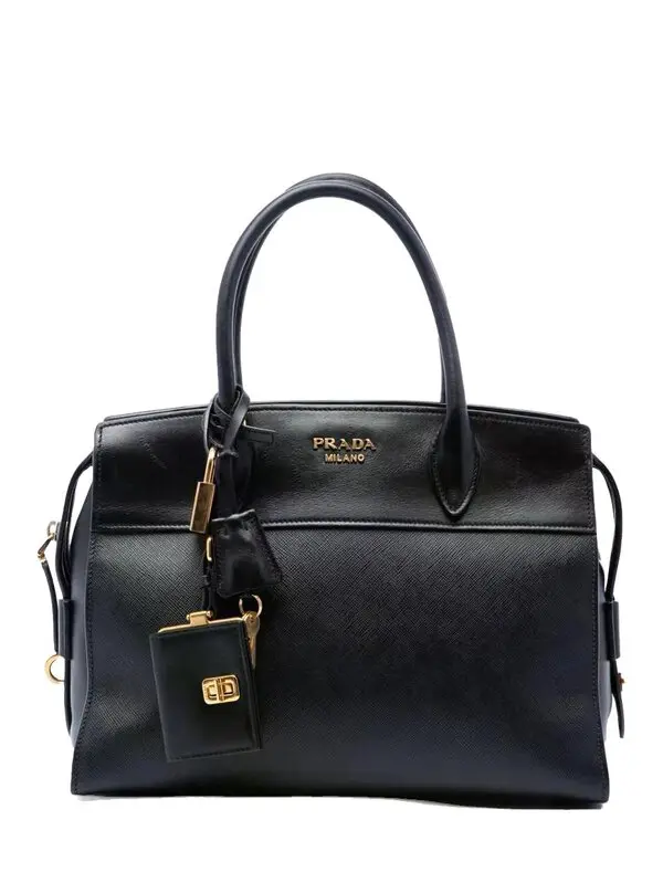 Prada 2013-2026 Saffiano And City Calf Esplanade Satchel - Black