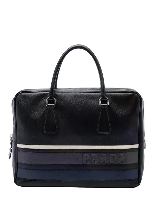 Prada 2013-2026 Saffiano Lux Letterman Briefcase Business Bag - Black