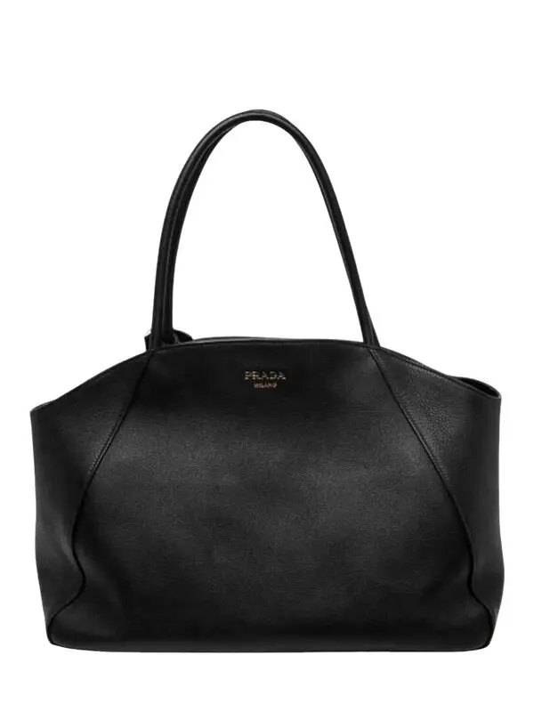 Prada 2023-2025 Large Soft Grain Leather Tote Bag - Black