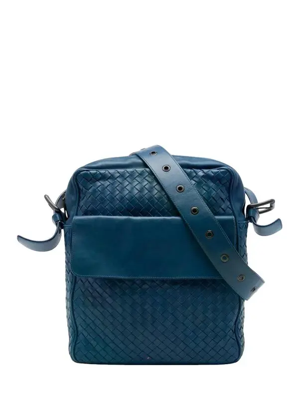 Bottega Veneta 2012-2026 Nappa Intrecciato Messenger Bag Crossbody Bag - Blue