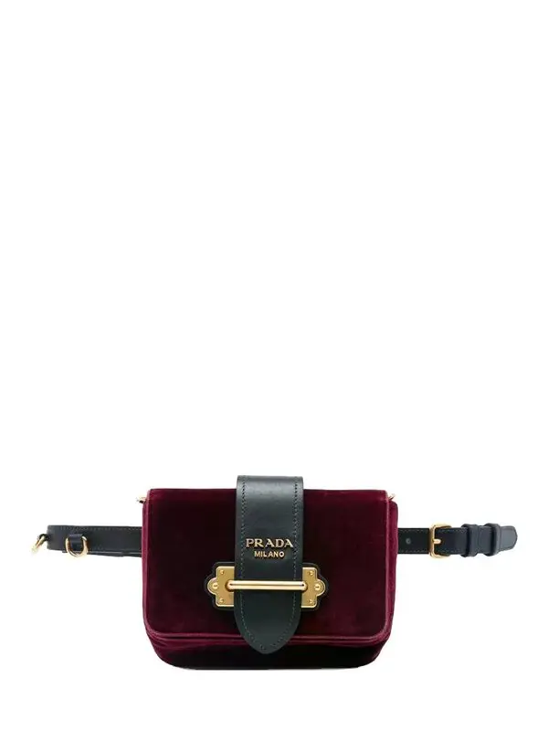 Prada 2013-2026 Velvet Cahier Convertible Belt Bag - Red