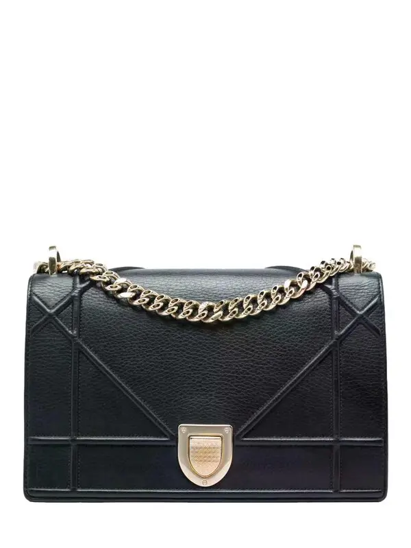 Dior 2017 Medium Grained Calfskin Diorama Flap Crossbody Bag - Black
