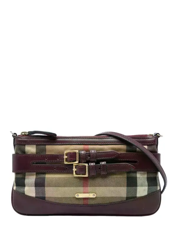 Burberry 2000-2017 House Check Canvas Bridle Peyton Crossbody Bag - Neutrals