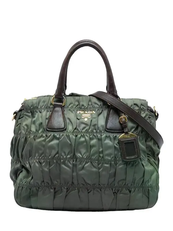 Prada 2000-2026 Tessuto Gaufre Satchel - Green