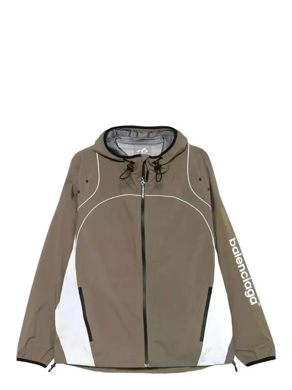 Balenciaga Logo-print Panelled Jacket - Brown