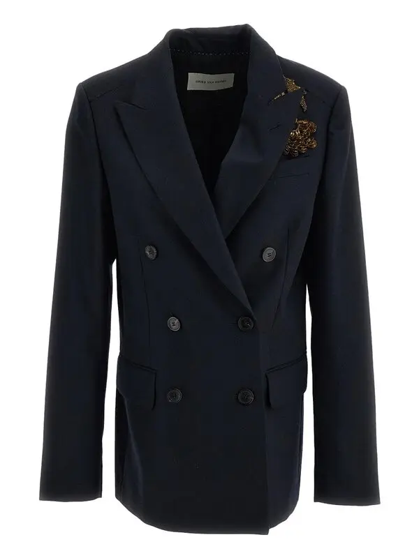 Dries Van Noten Embroidered Double Breasted Blazer - Multicolor
