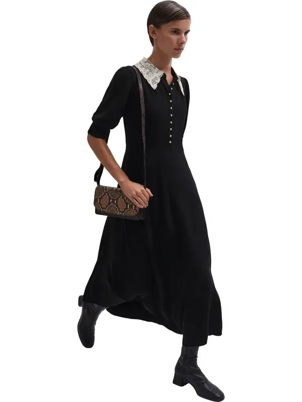 ME+EM Lace Collar Am-pm Maxi Dress - Black