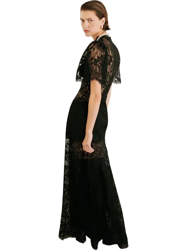 ME+EM Fluid Lace Full Length Gown + Slip - Black