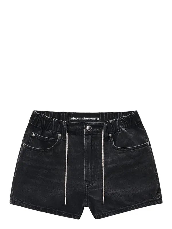 Alexander Wang Crystal Hotfix Drawcord Short - Grey Aged
