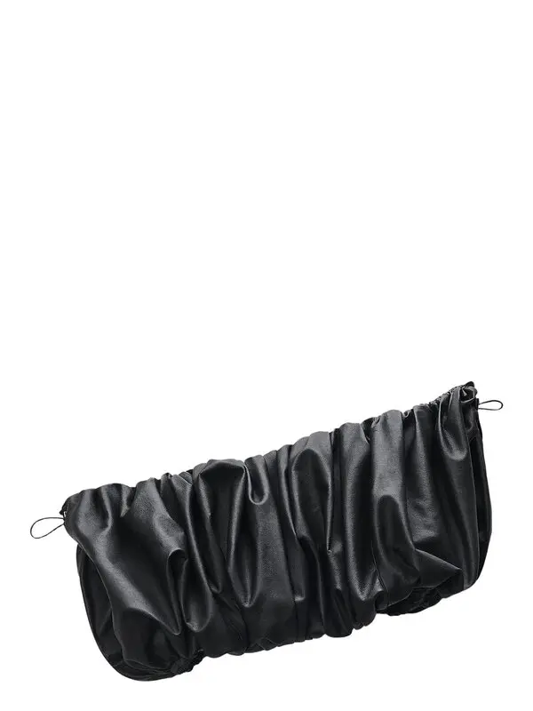 Alexander Wang Leather Cropped Off Shoulder Gathered Bra Top - Black