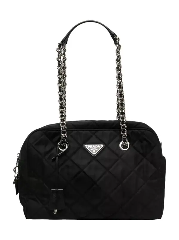 Prada 2013-2026 Impuntu Tessuto Chain Tote Bag - Black