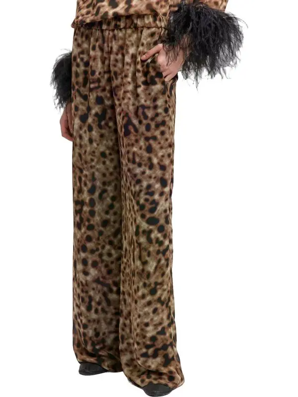 16Arlington Rocco Leopard-print Chiffon Trousers - Brown