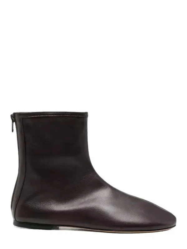 Dear Frances Rear-zip Leather Ankle Boots - Brown