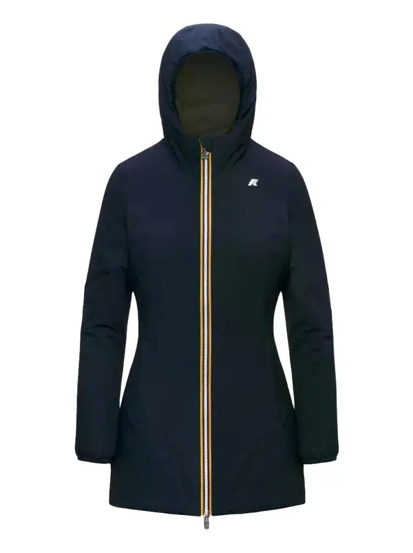 K-WAY Logo-patch Hooded Coat - Blue