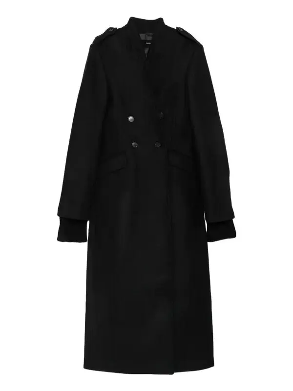 Isabel Benenato Double-breasted Epaulette Coat - Black