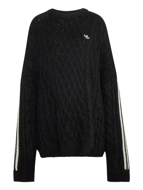 Adidas Cable-knit Side-stripe Sweater - Black