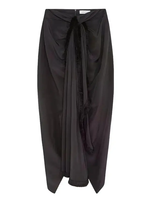 16Arlington Tanaro Fringed-trim Midi Skirt - Black