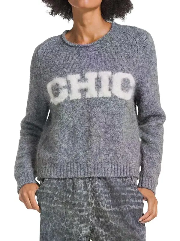 DEHA Intarsia-knit Raglan-sleeve Sweater - Grey