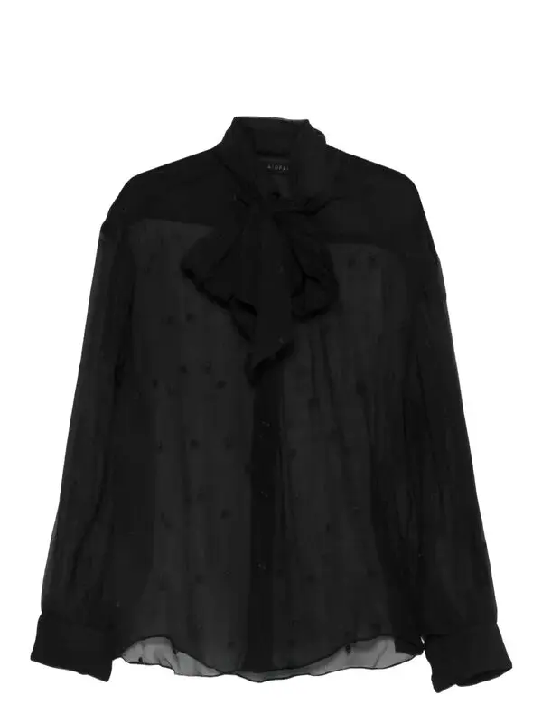 ALAINPAUL Rose-embroidered Sheer Blouse - Black