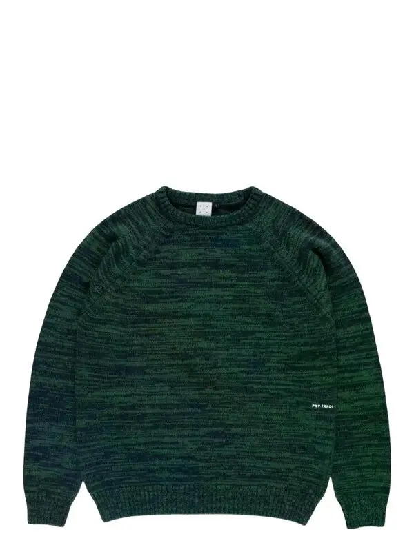POP TRADING COMPANY Melange-knit Logo-embroidered Sweater - Blue