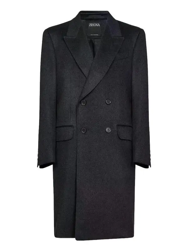 Zegna Double-breasted Peak-lapel Coat - Black