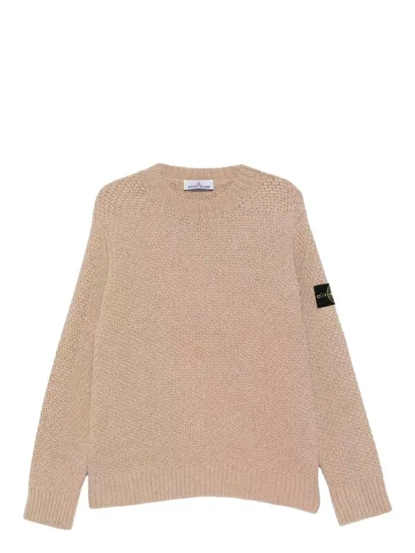 Stone Island Compass Patch Waffle-knit Sweater - Neutrals