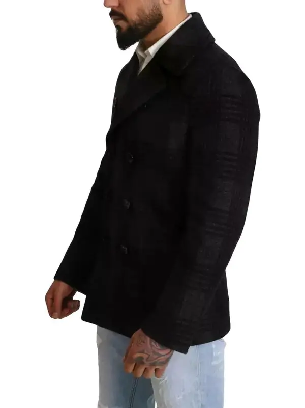 Dolce & Gabbana Check Double-breasted Pea Jacket - Black