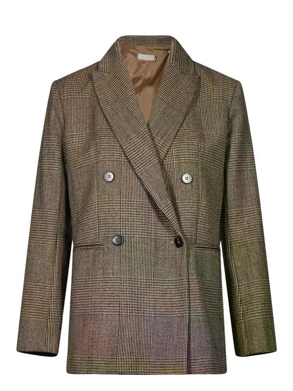 Antonelli Firenze Double-breasted Prince Of Wales Check Blazer - Brown