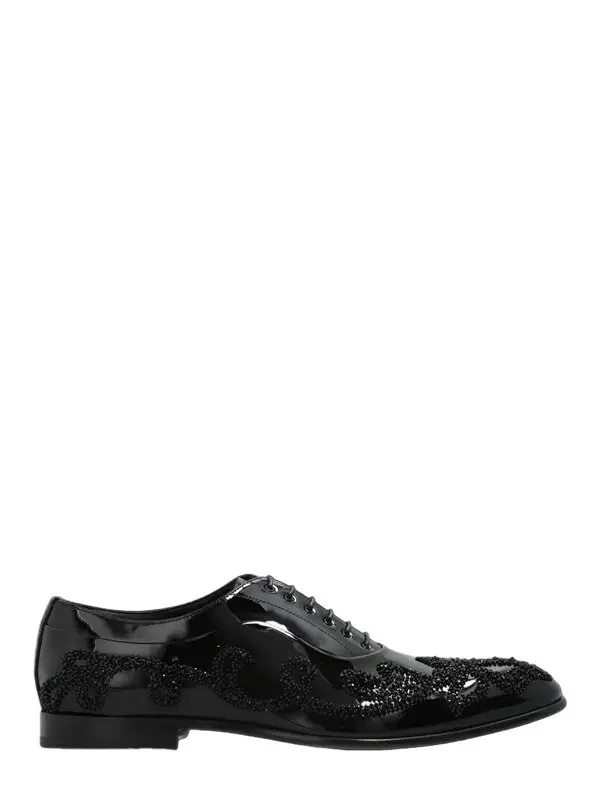 Dolce & Gabbana Bead-embellished Patent-leather Oxford Shoes - Black