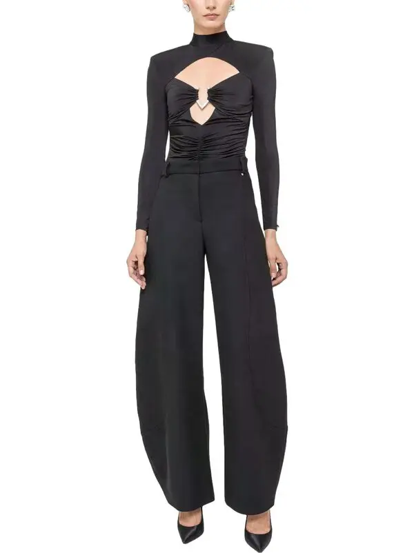 NISSA Cut-out Crystal Detail Bodysuit - Black