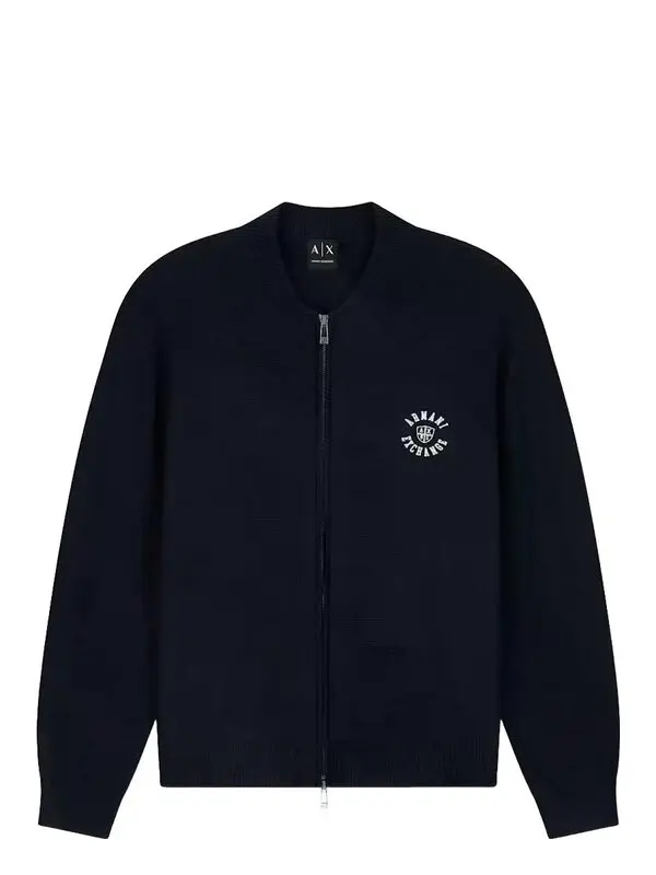 Armani Exchange Logo-embroidered Zip-up Sweater - Blue