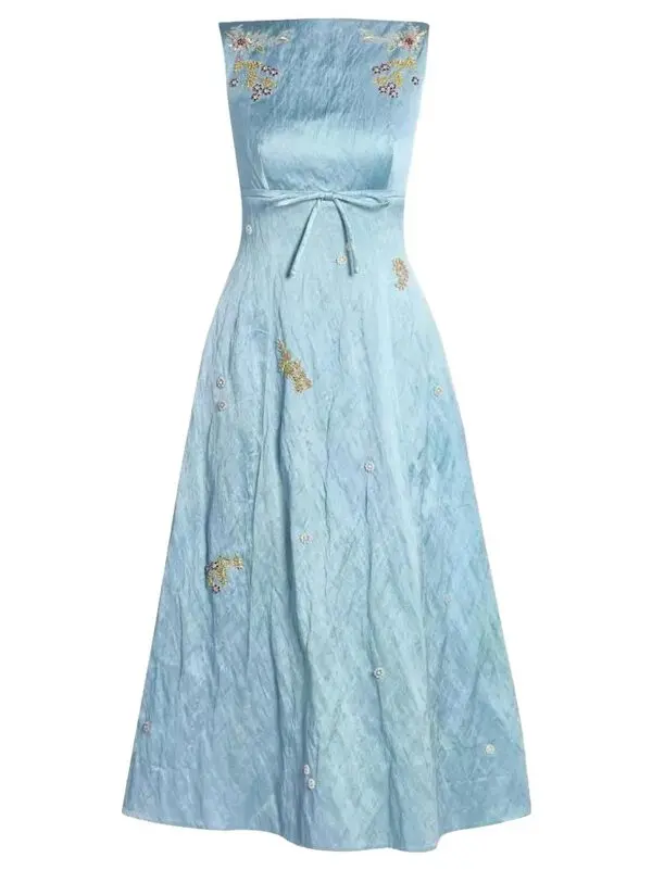 Erdem Embroidered Textured Dress - Blue