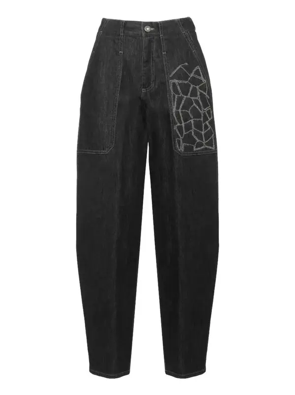 PANICALE Embroidered Jeans - Black