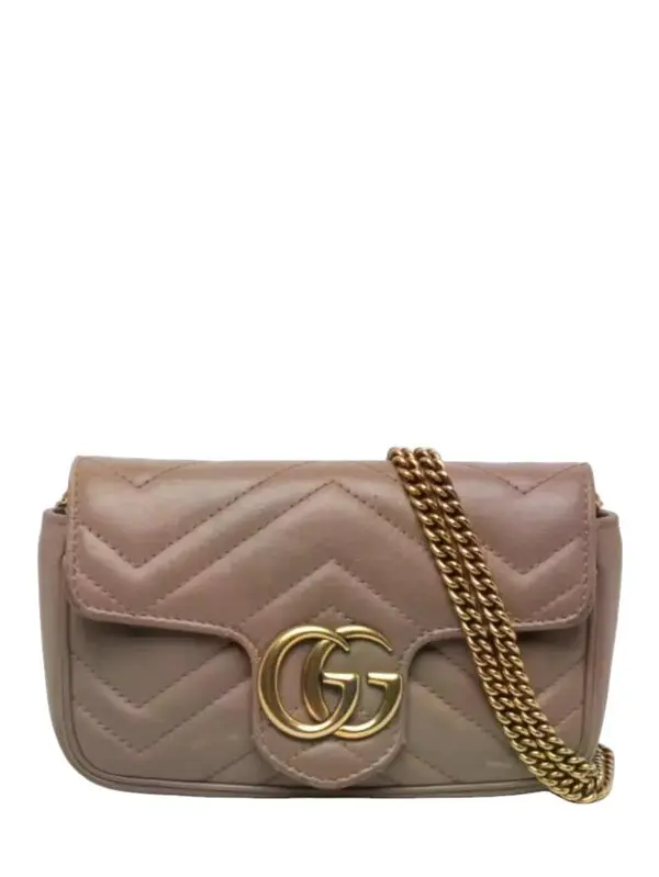 Gucci 2000-2015 Mini Gg Marmont Matelasse Leather Flap Crossbody Bag - Brown