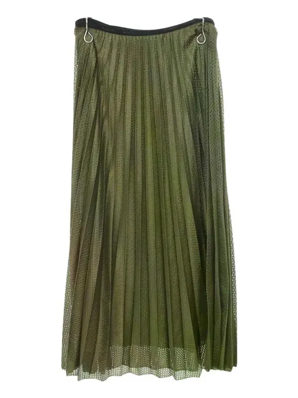 Moncler 2010s Mesh Pleated Midi Skirt - Green