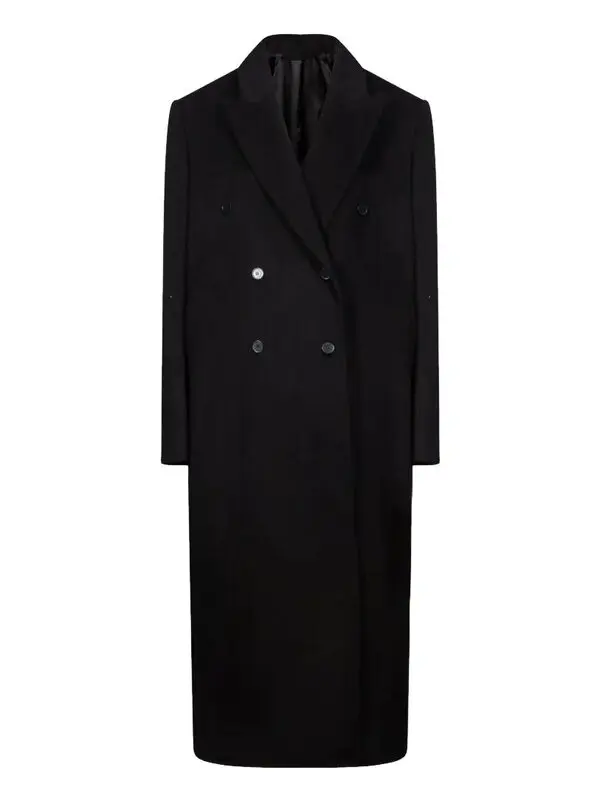 Loulou De Saison Rosco Lds Double-breasted Peak-lapels Coat - Black