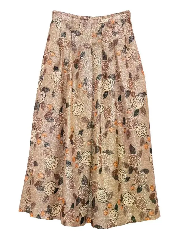 SIYU Dalia Floral-jacquard Pleated Maxi Skirt - Neutrals